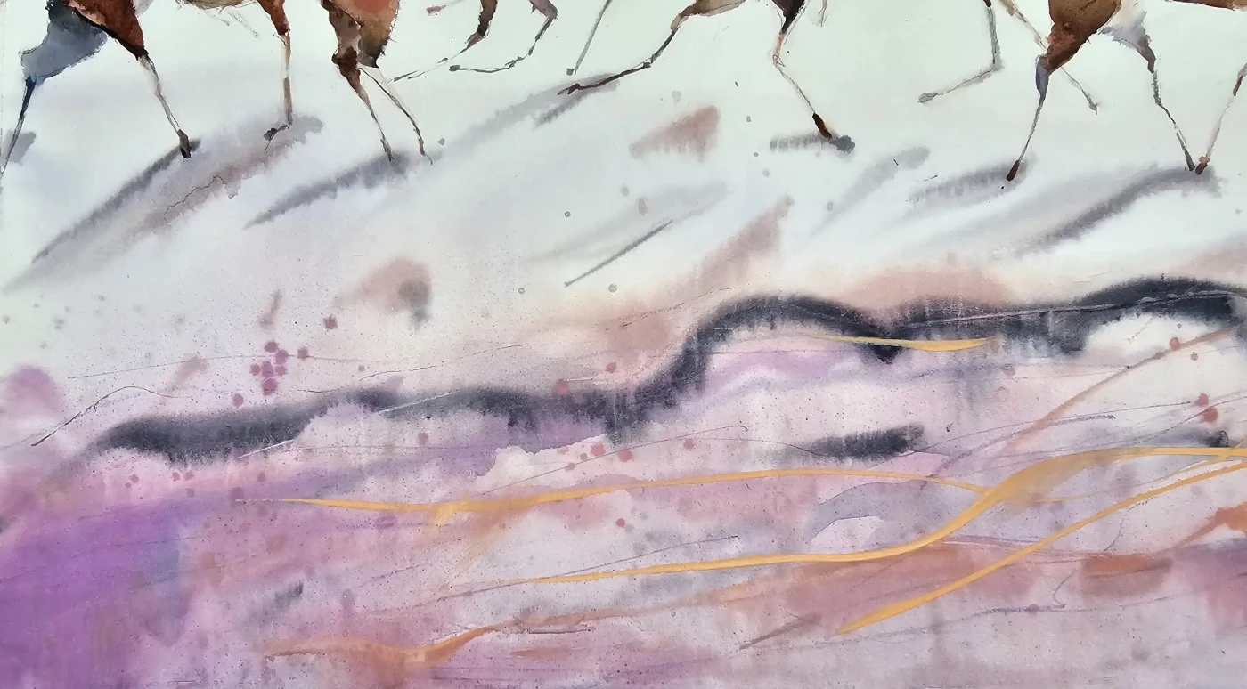 Chasing the Sky Fire - The Birth of Camel Racing - Surrealism Art